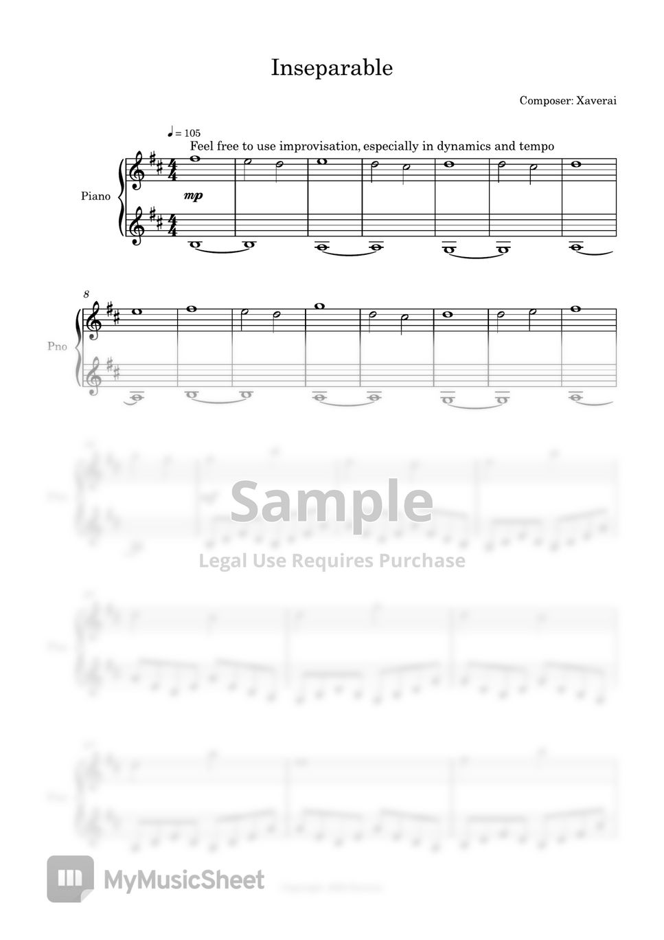 Xaverai - Inseparable 楽譜