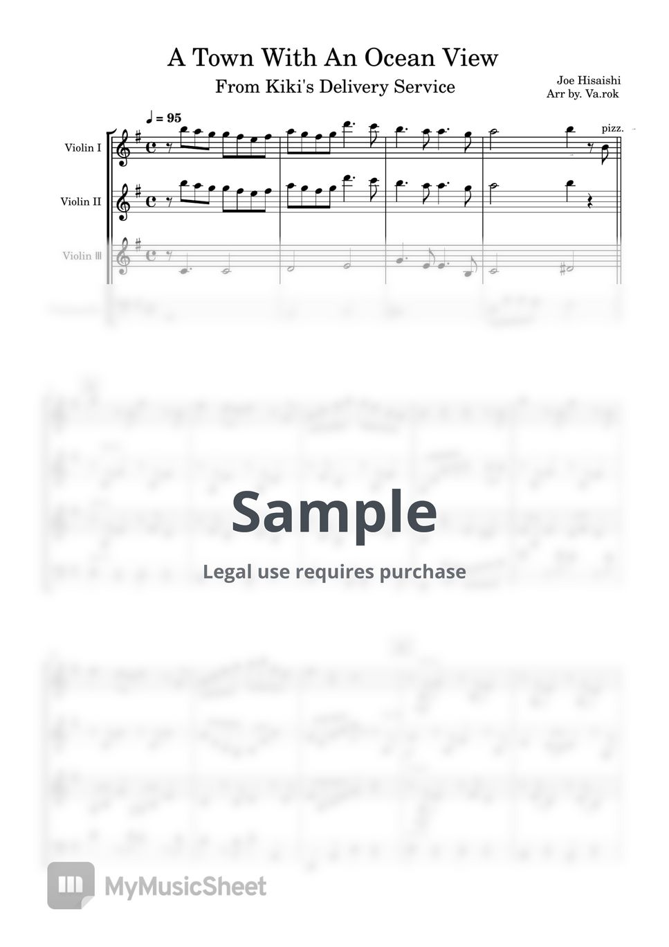 히사이시 조 - A_Town_With_An_Ocean_View Sheets by VAROK