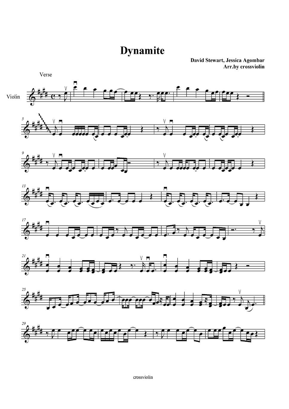 BTS - Dynamite 악보 by Crossvioilin