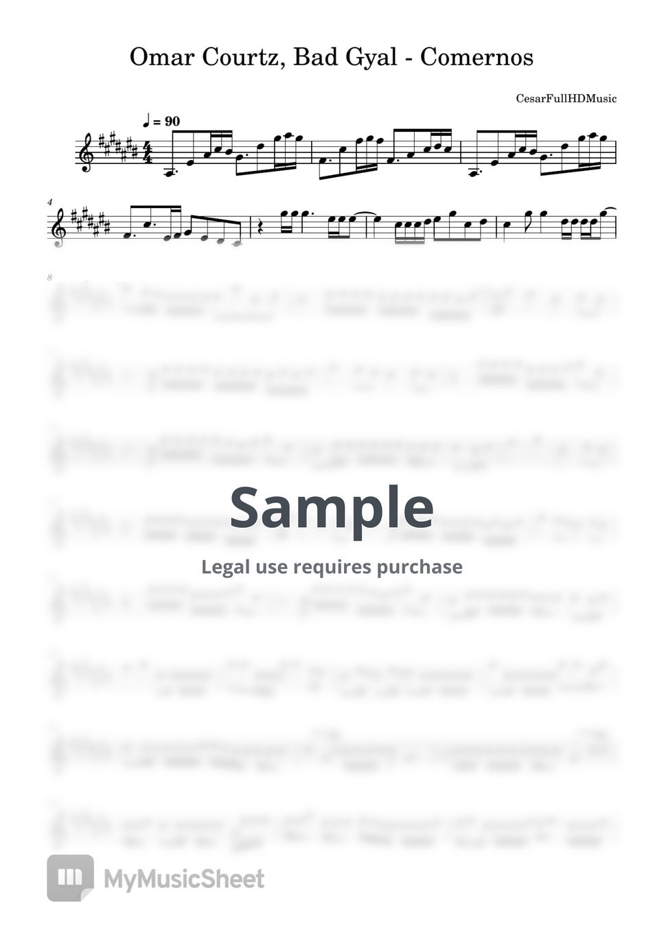 Omar Courtz, Bad Gyal - Comernos Sheet Music