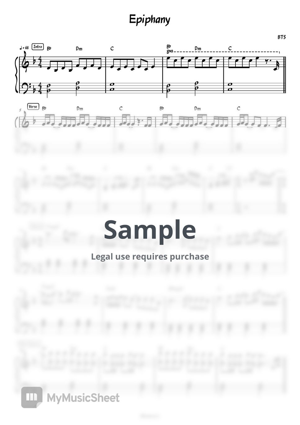 BTS - Epiphany (Piano solo) Sheets by Meowscore