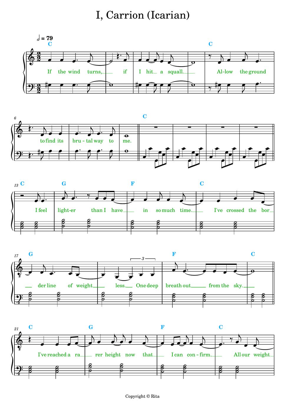 Hozier - I, Carrion (Icarian) (Simple version with lyrics and chords) Sheet Music by Rita B