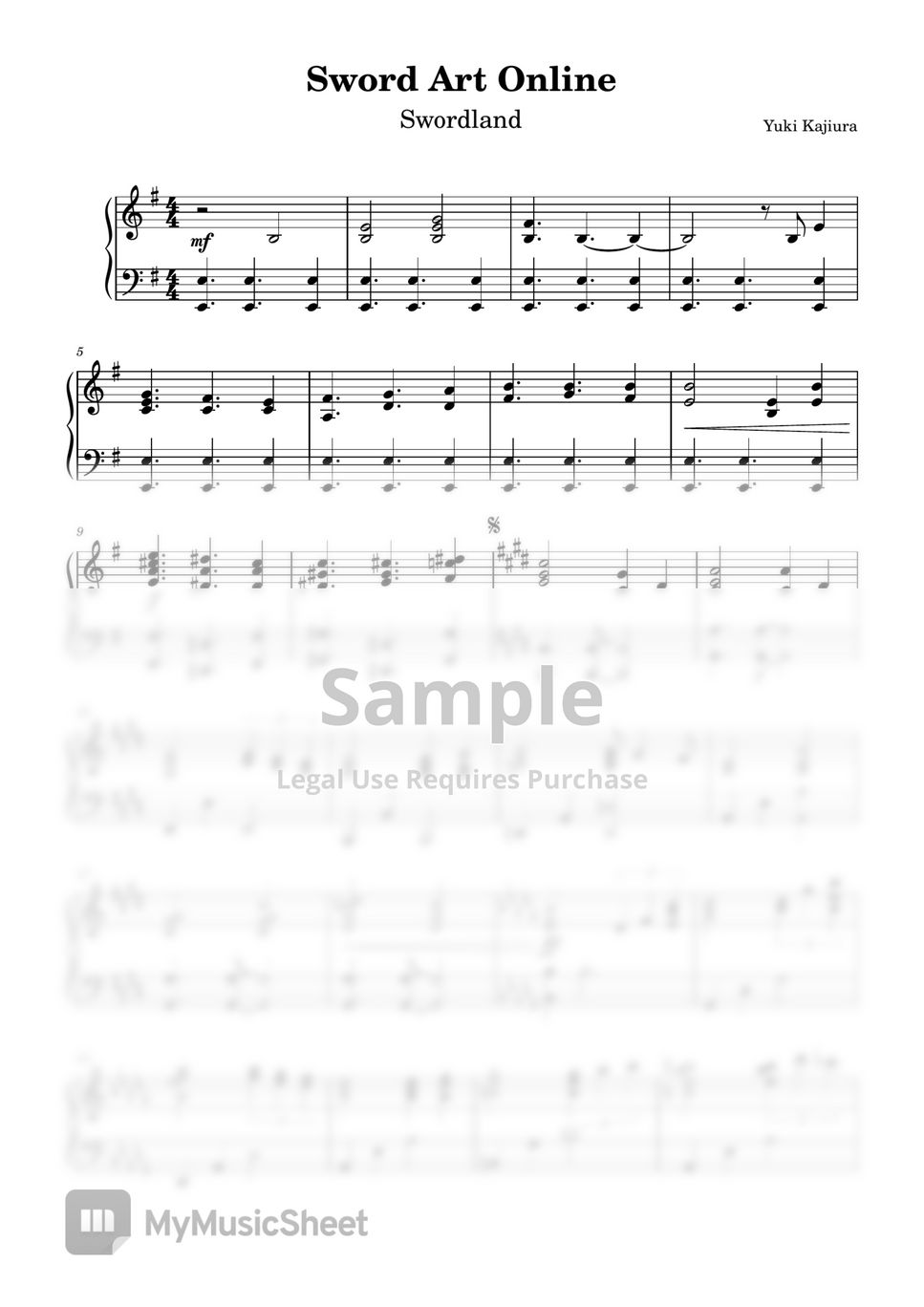 Yuki Kajiura - Sword Art Online "Swordland" Sheet Music by Anime Piano Room