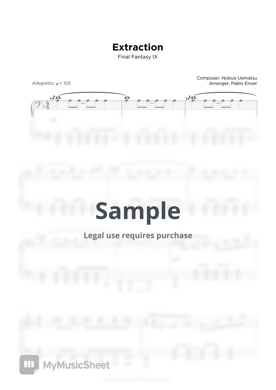 Nobuo Uematsu - Extraction (Piano arrangement) Sheets by Pablo Enver