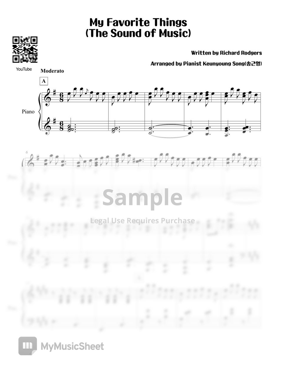 My Favorite Things - My Favorite Things 악보 by Pianist Keunyoung Song