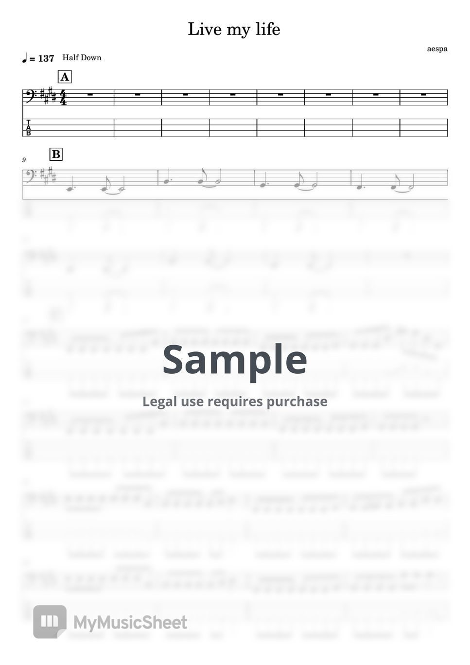 aespa - live my life Sheet Music by On.B 온비