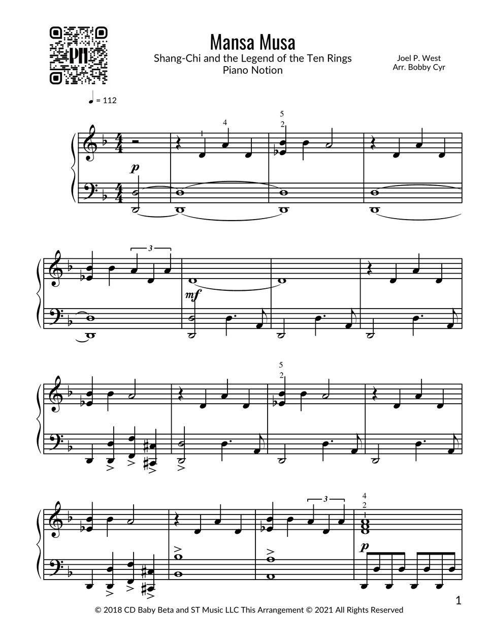 Mansa Musa - Shang-Chi and the Legend of the Ten Rings (Easy Piano ...