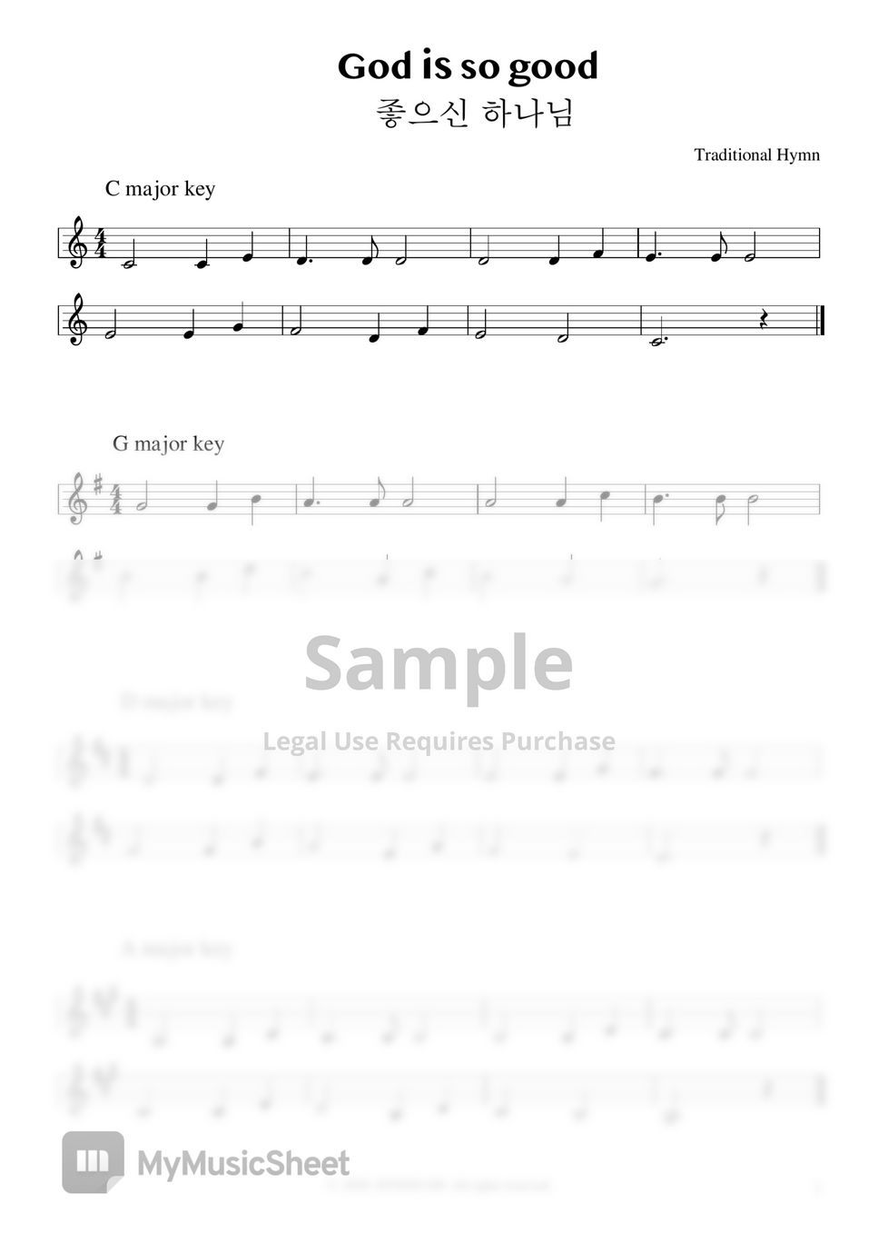 God is so good - piano melody Sheet Music by fmgm4u