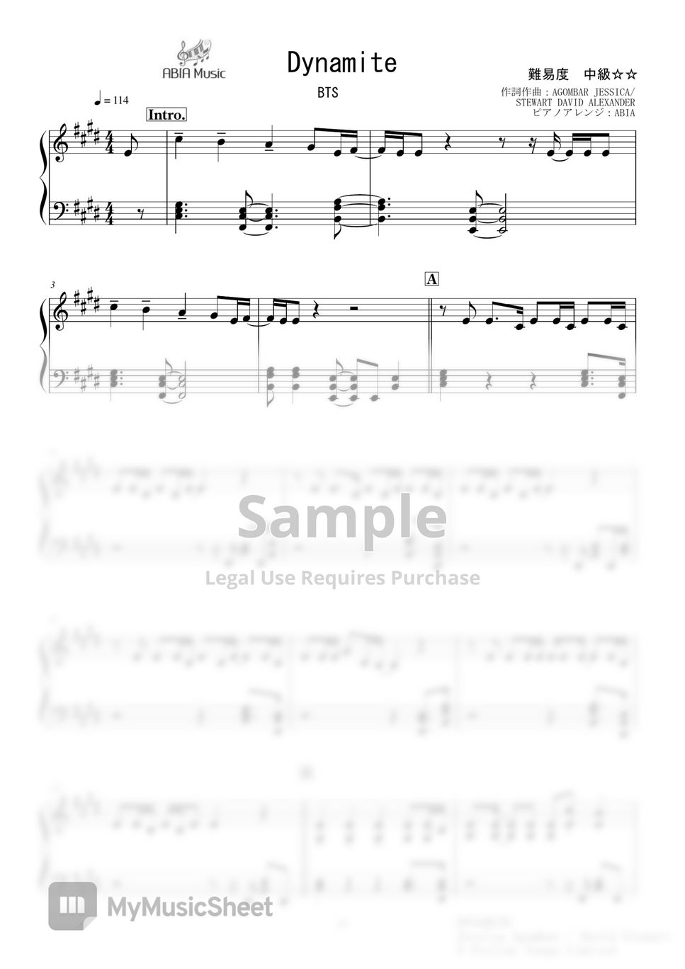 BTS - Dynamite Partitura by ABIA Music