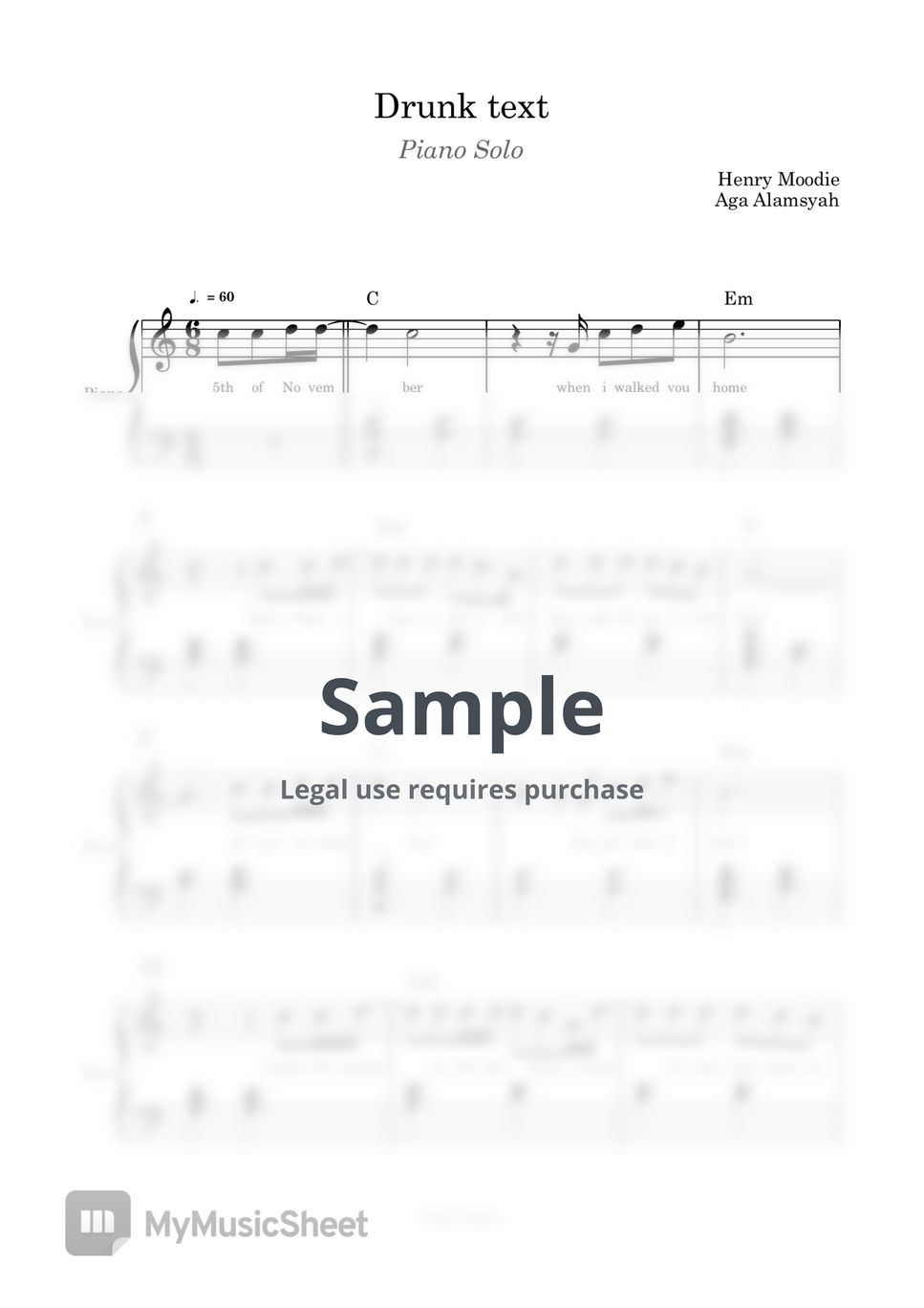 Henry Moodie - Drunk Text Sheets by Aga Alamsyah