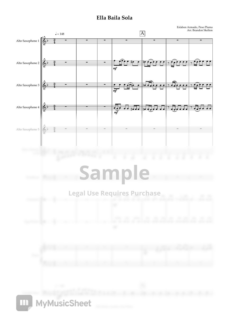 Eslabon Armado, Peso Pluma - Ella Baila Sola (Full Score) 악보 by Brandon ...