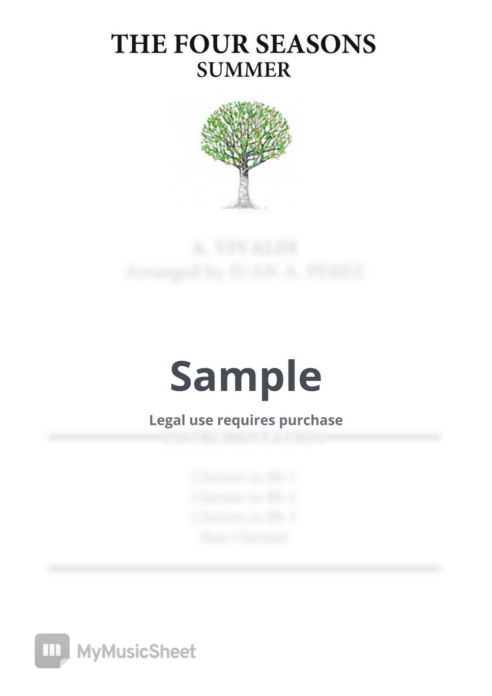 Antonio Vivaldi - The Four Seasons: Summer (Clarinet Quartet) Sheets by ...