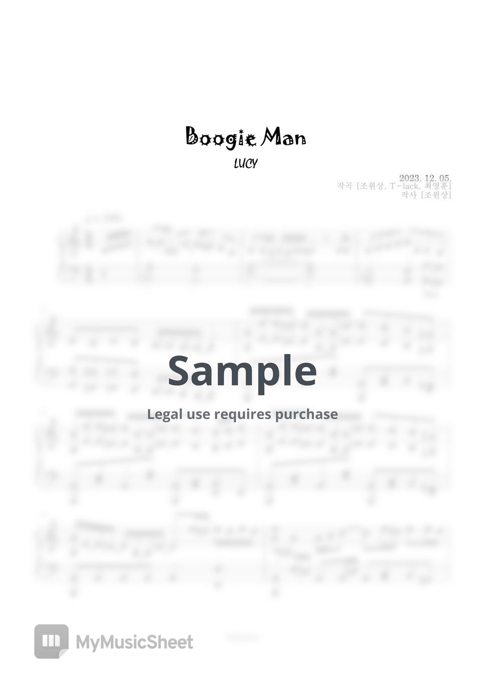 LUCY - Boogie Man Sheet Music by boknowa