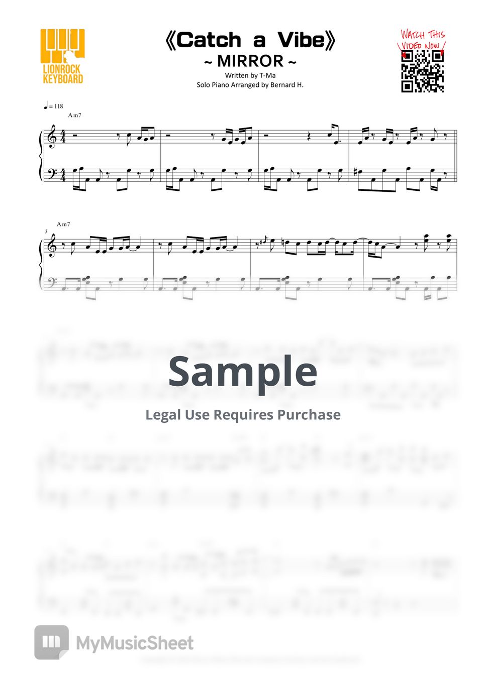 MIRROR - Catch a Vibe Partitura by Bernard Hui