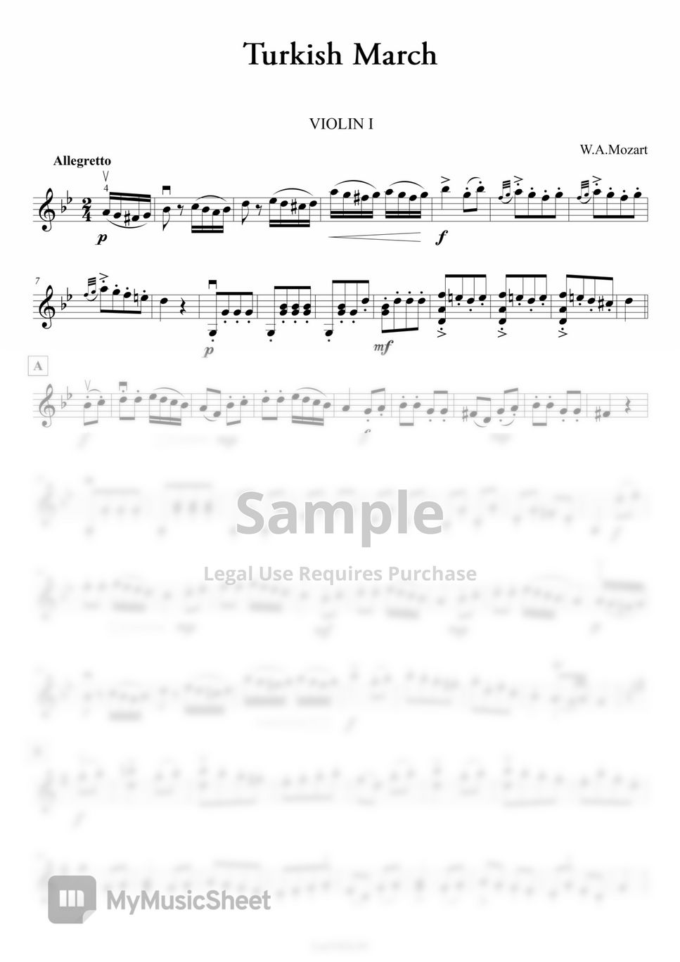 Mozart - Turkish March (Two Violins) Partition musicale by Lee