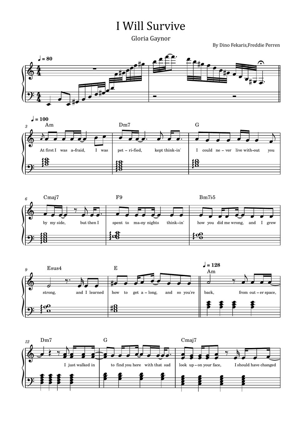 Dino Fekaris,Freddie Perren - I Will Survive (Gloria Gaynor - For Piano ...