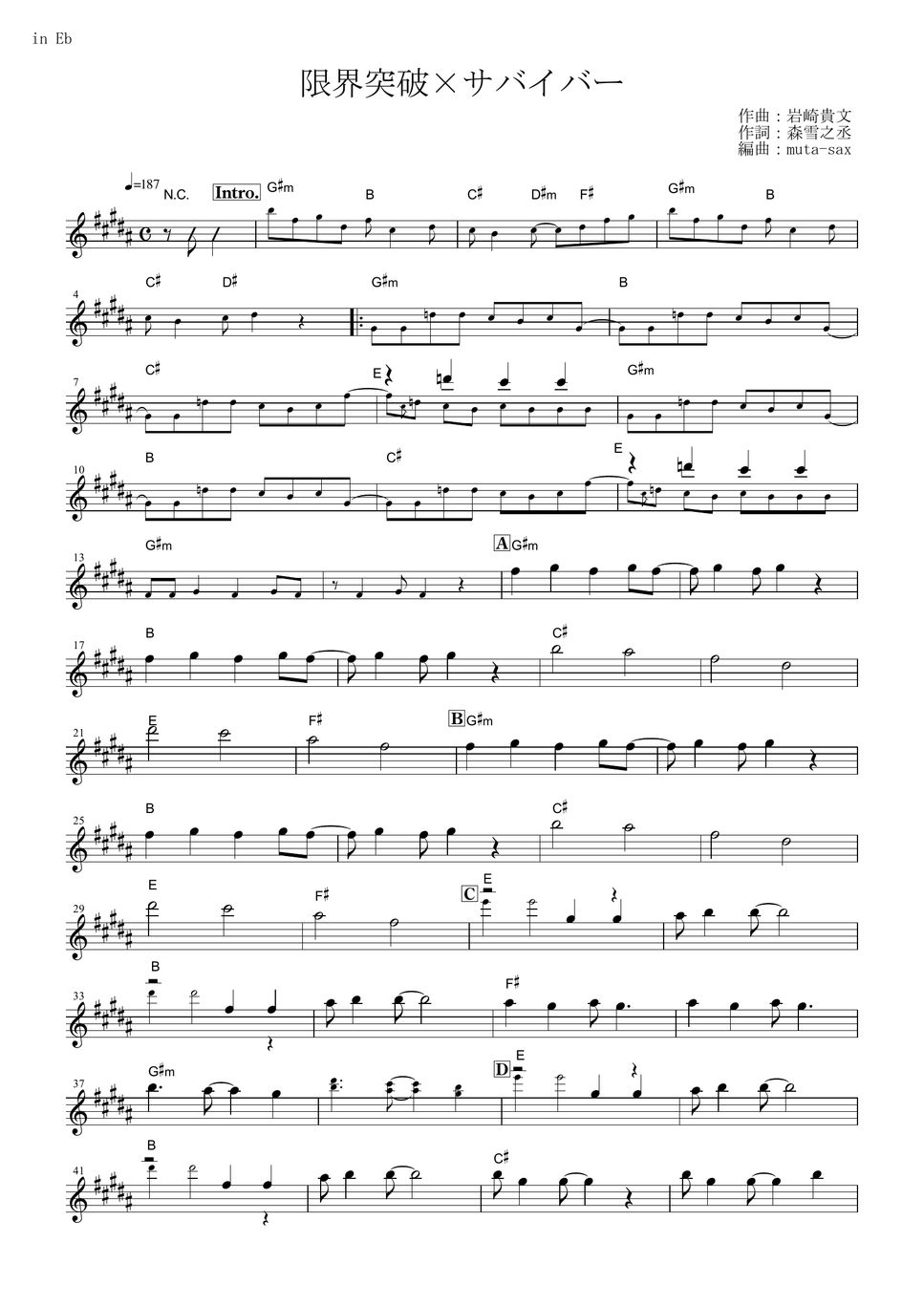 Dragon Ball Super - Genkai Toppa × Survivor (in Eb) Sheets by Kiyoshi ...