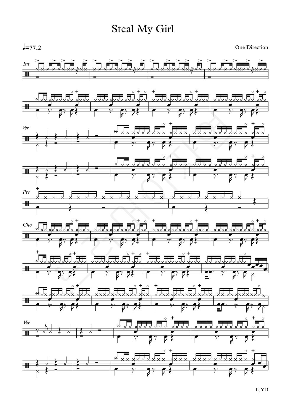 One Direction - Steal My Girl Sheets by 드러머이자연