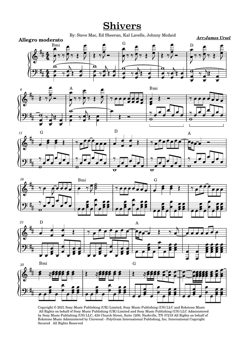 Ed Sheeran - Shivers Sheets by James Ursel