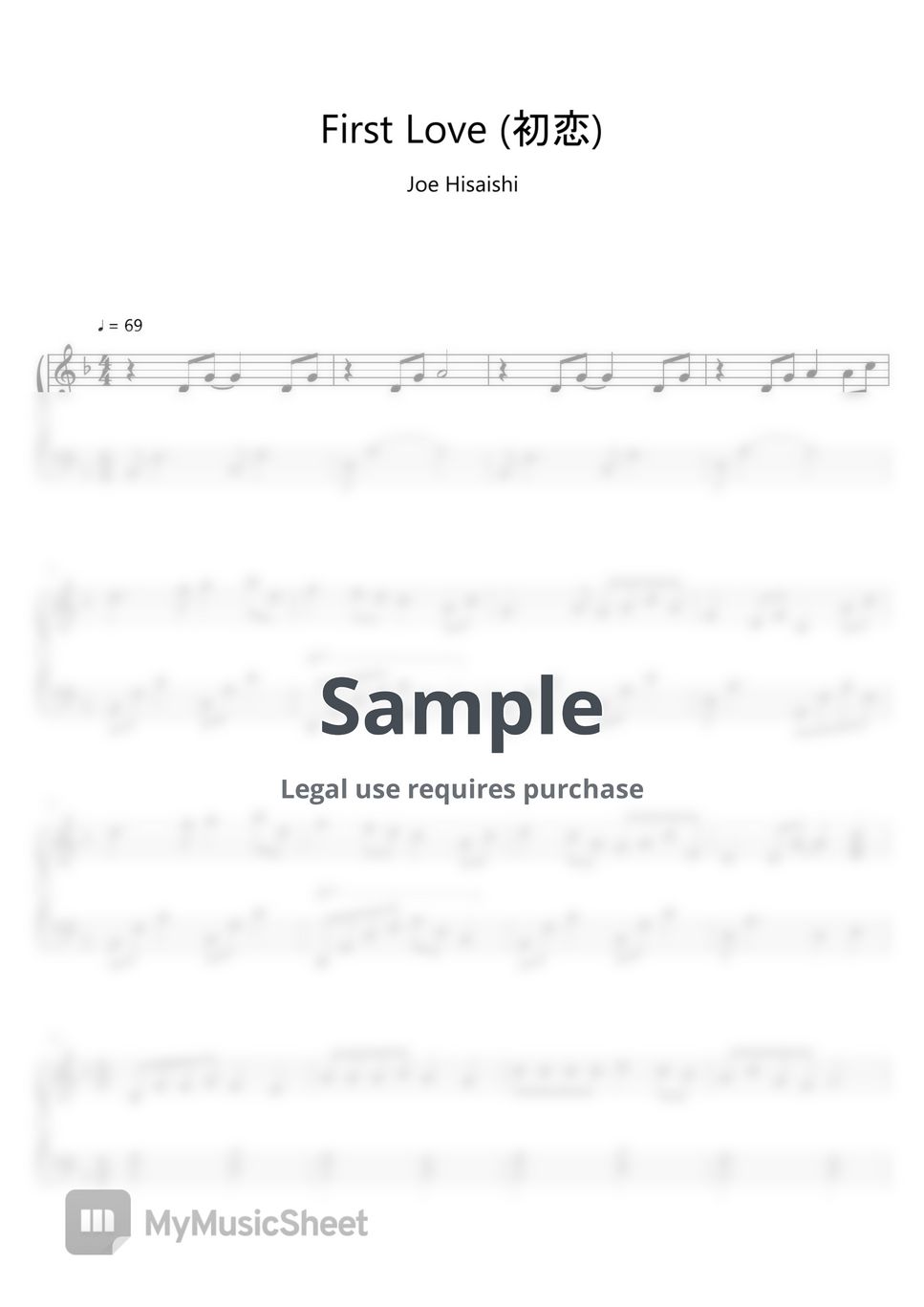 久石譲 (Joe Hisaishi) - First Love (初恋) (Sheet Music, MIDI,) 악보 by sayu