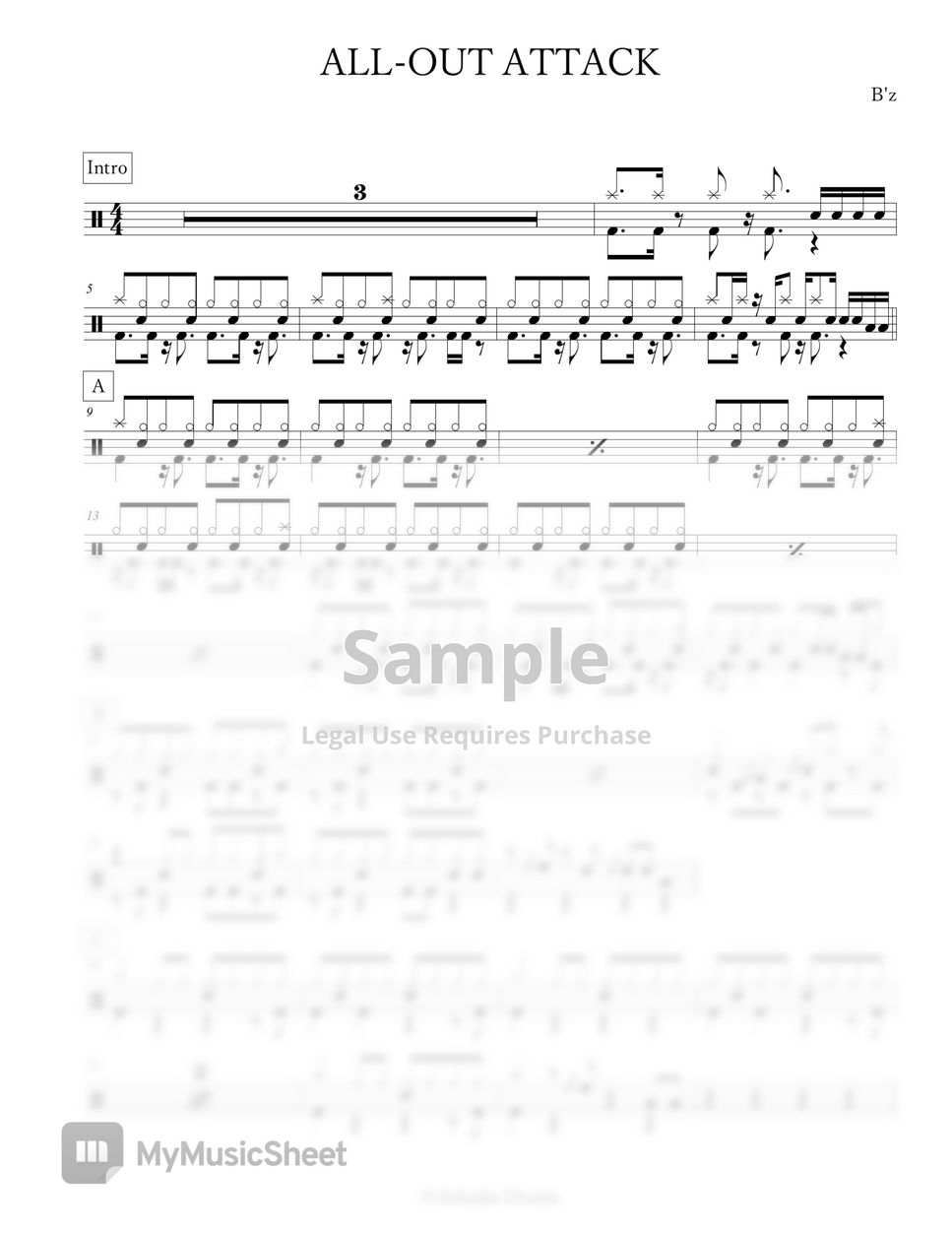 B'z - ALL-OUT ATTACK Sheets by Arkadia Drums