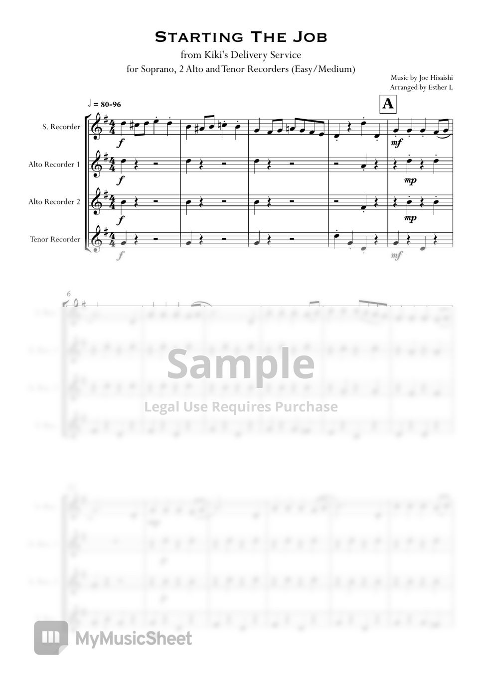 Joe Hisaishi - Starting the Job [Kiki's delivery Service] for Recorder ...