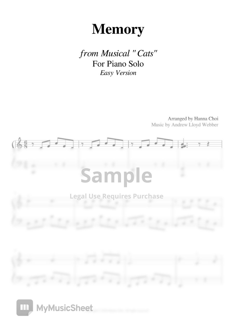 Andrew Lloyd Webber - Memory from Musical "CATS" (Piano Easy Ver.) نوتة ...