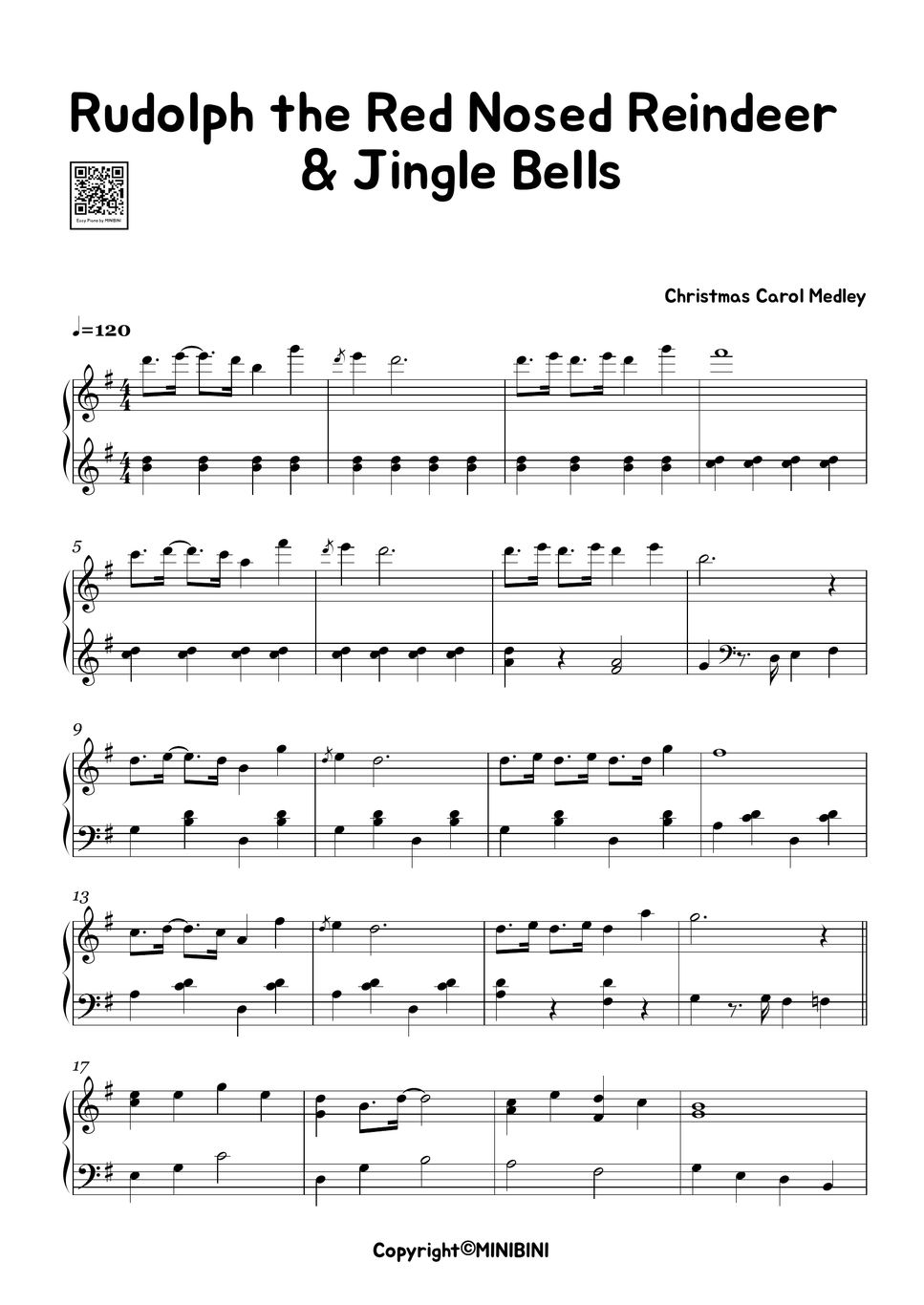 Carol - Rudolph Reindeer X Jingle Bells Sheet by MINIBINI