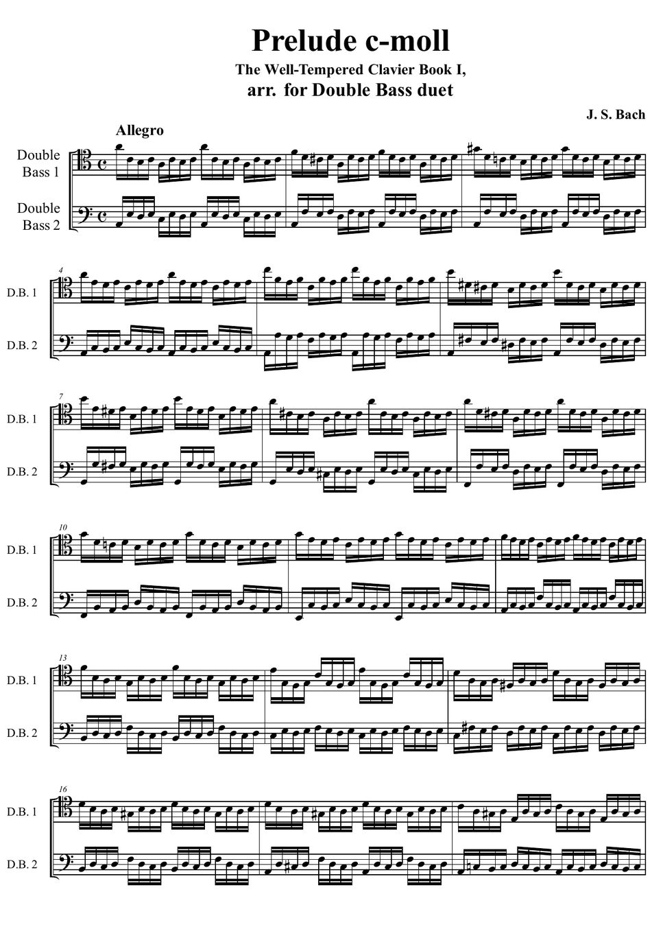 J. S. Bach - Prelude II c-moll from The Well-Tempered Clavier Book I (arr. for Double Bass Duet ...