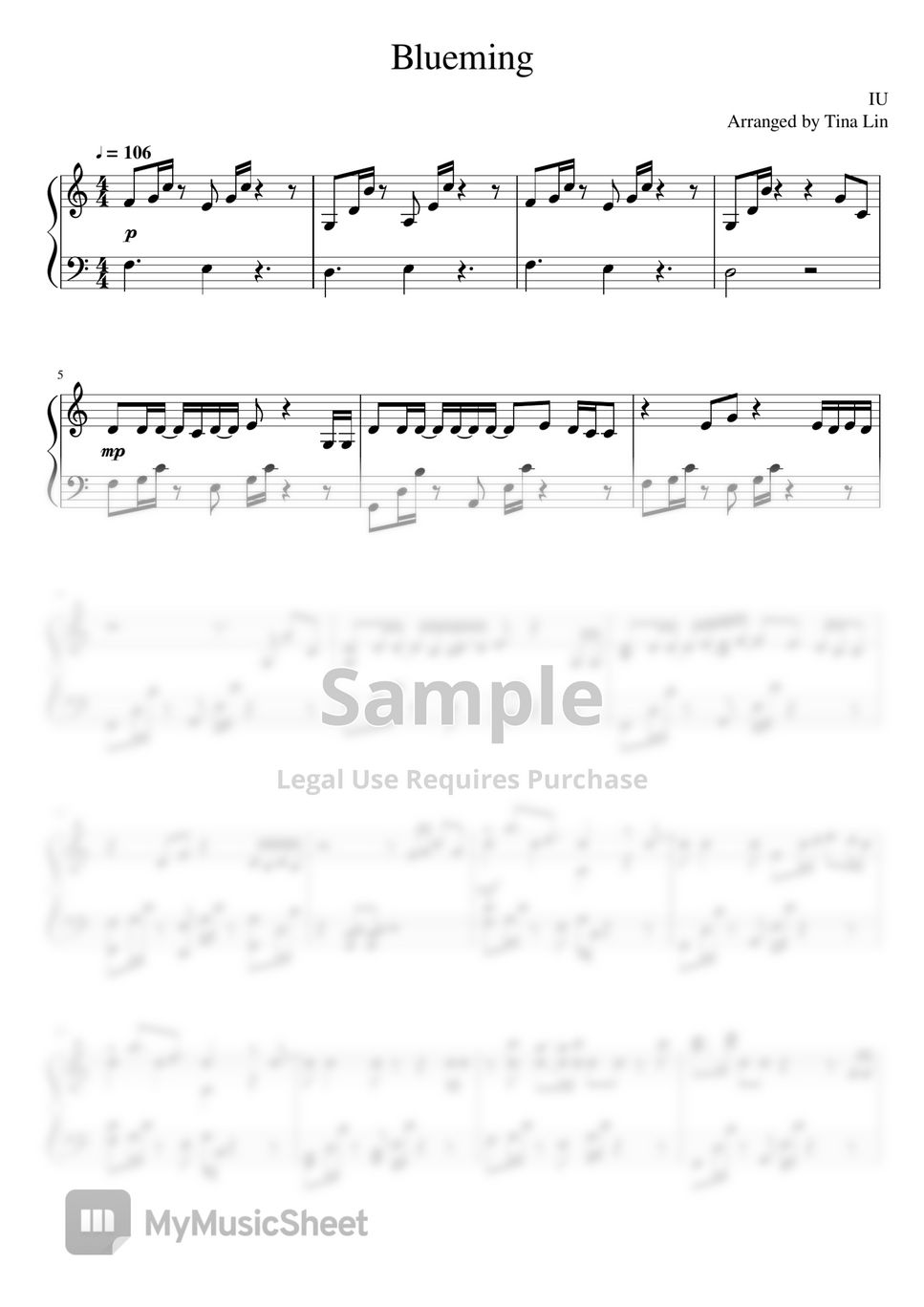 IU(아이유) - Blueming 악보 by Tinythings