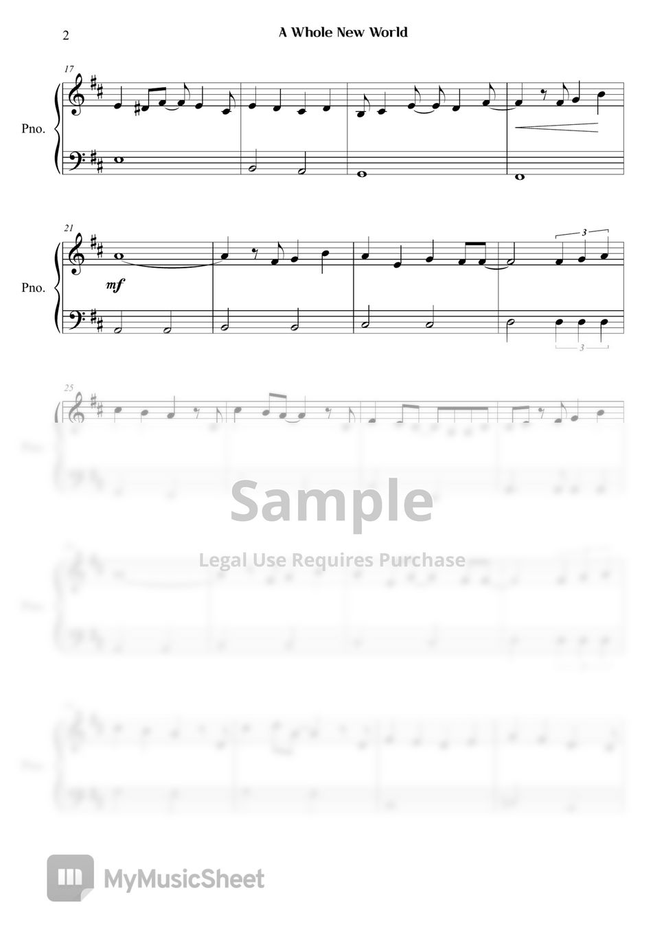 Aladdin - A Whole New World Sheets by Right Now Piano