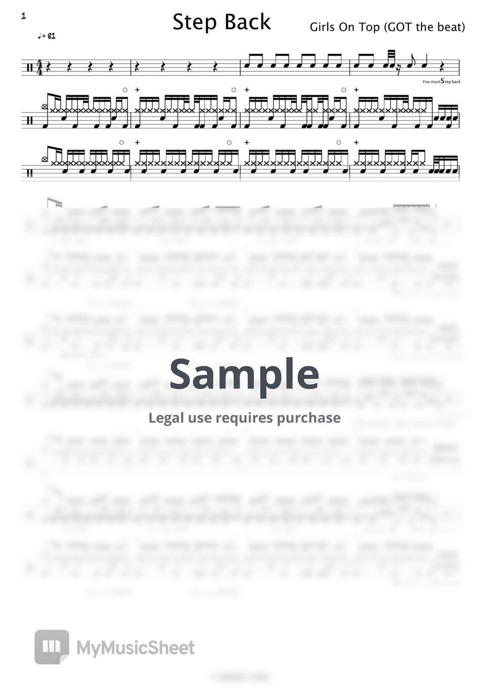 GOT the beat - Step Back Sheets by Gwon's DrumLesson