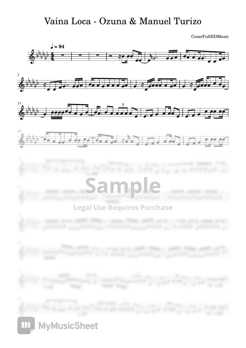 Ozuna & Manuel Turizo - Vaina Loca Sheet Music