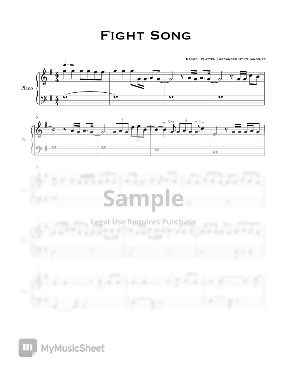 Rachel Platten - Fight Song (Easy) 악보 by PHianonize