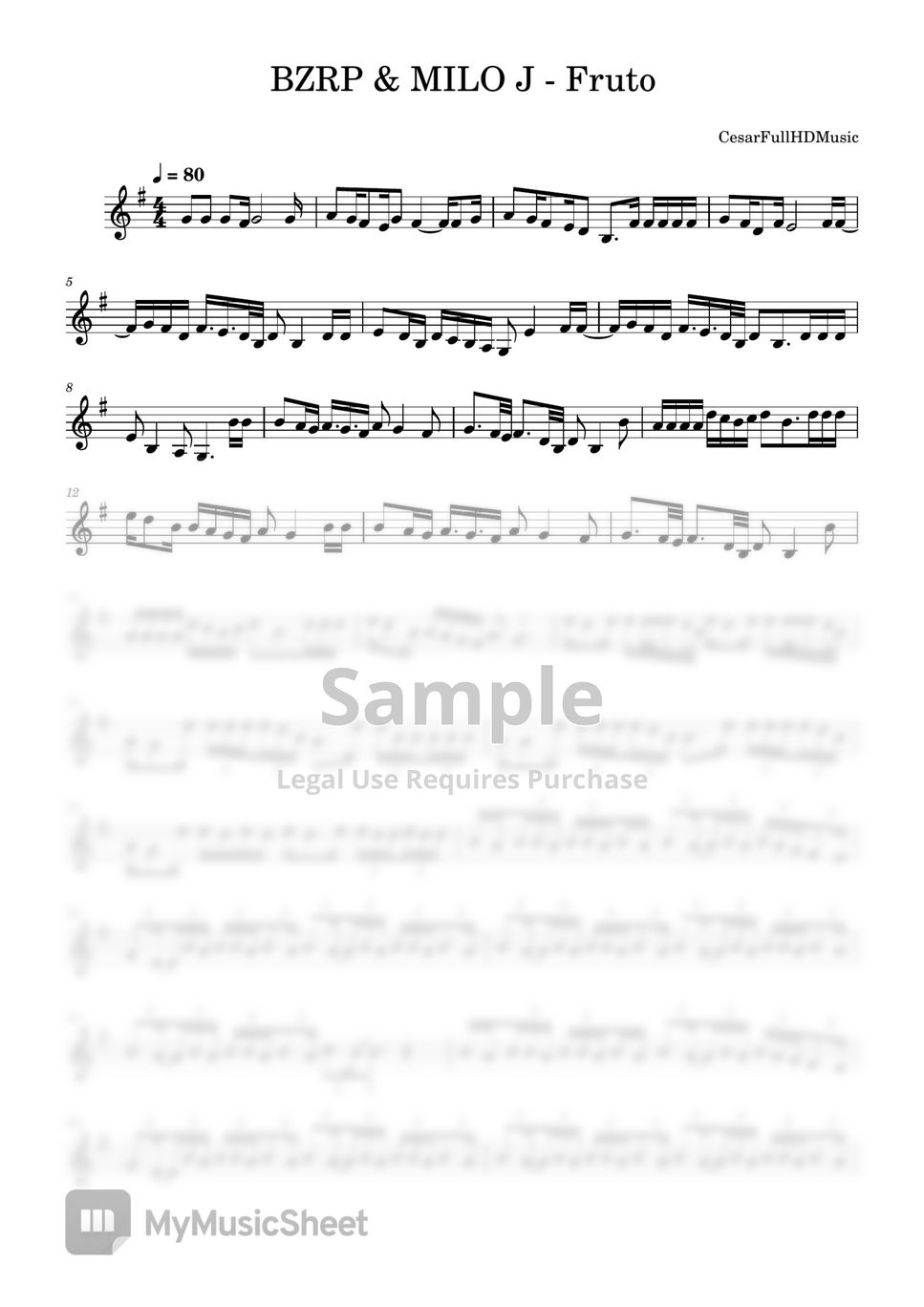 BZRP & MILO J - Fruto Sheet Music