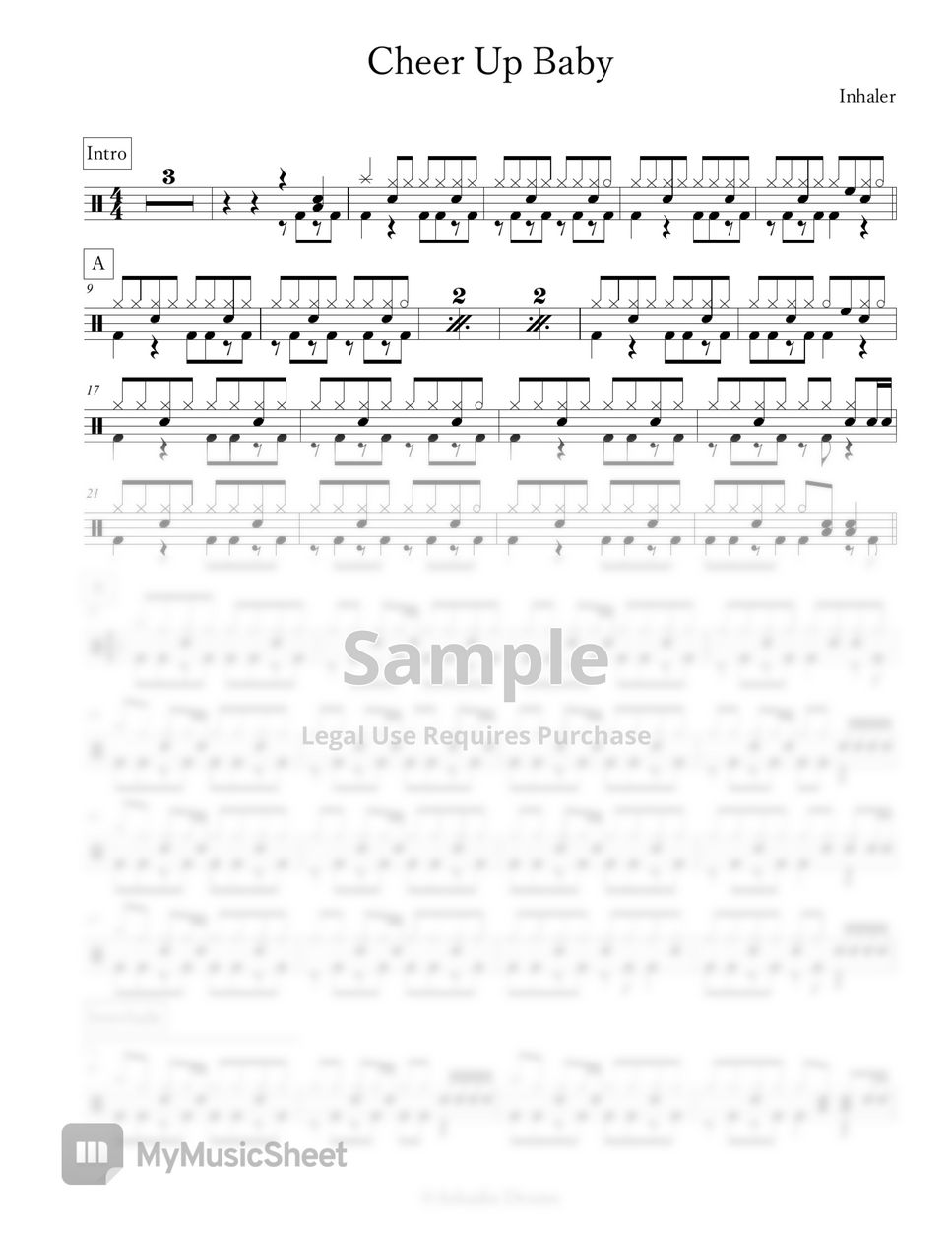 Inhaler - Cheer Up Baby Sheet Music by Arkadia Drums