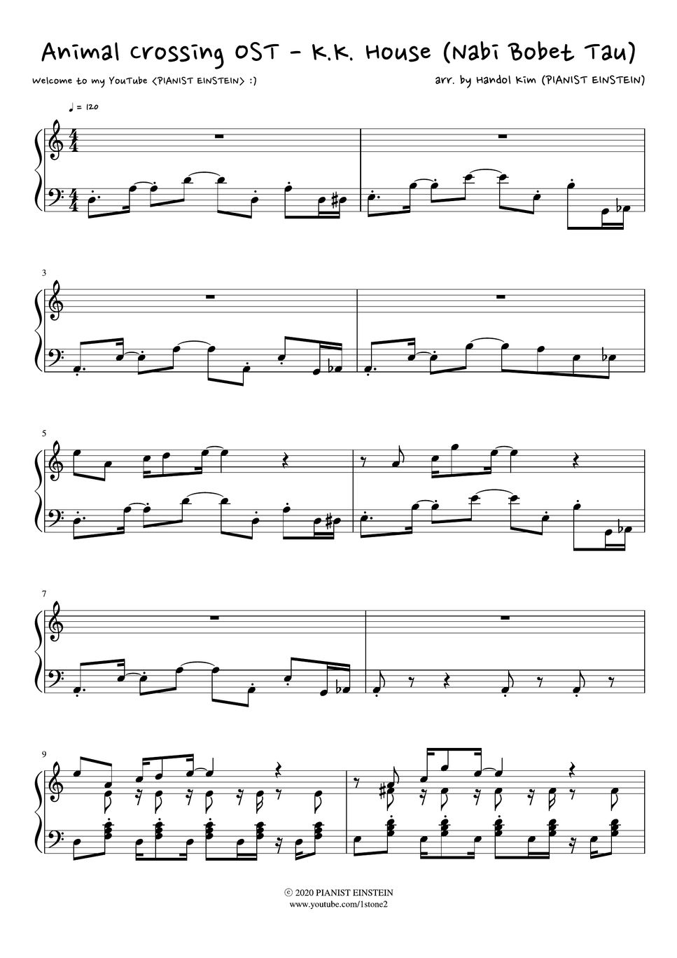 Animal Crossing OST - K.K. House "Nabi Bobet Tau" (Piano solo ver ...