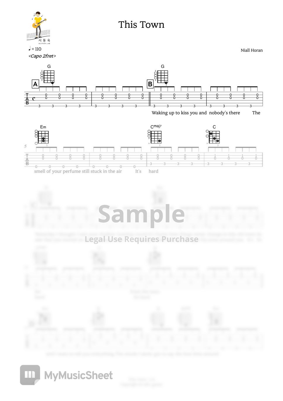 Niall Horan - This Town (Guitar TAB) Sheets by 서동욱