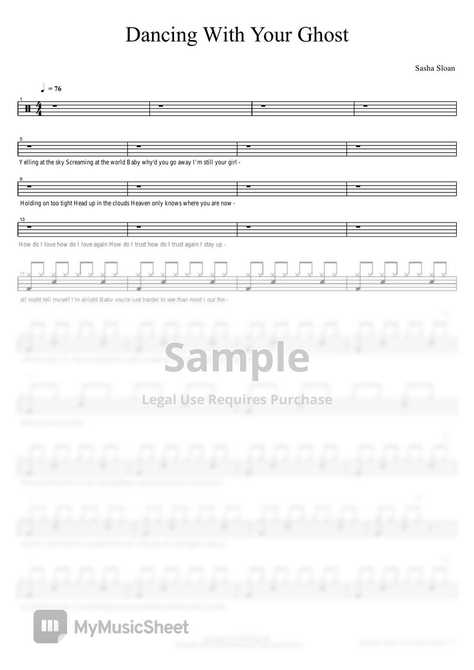 Sasha Sloan - Dancing With Your Ghost 악보 by COPYDRUM