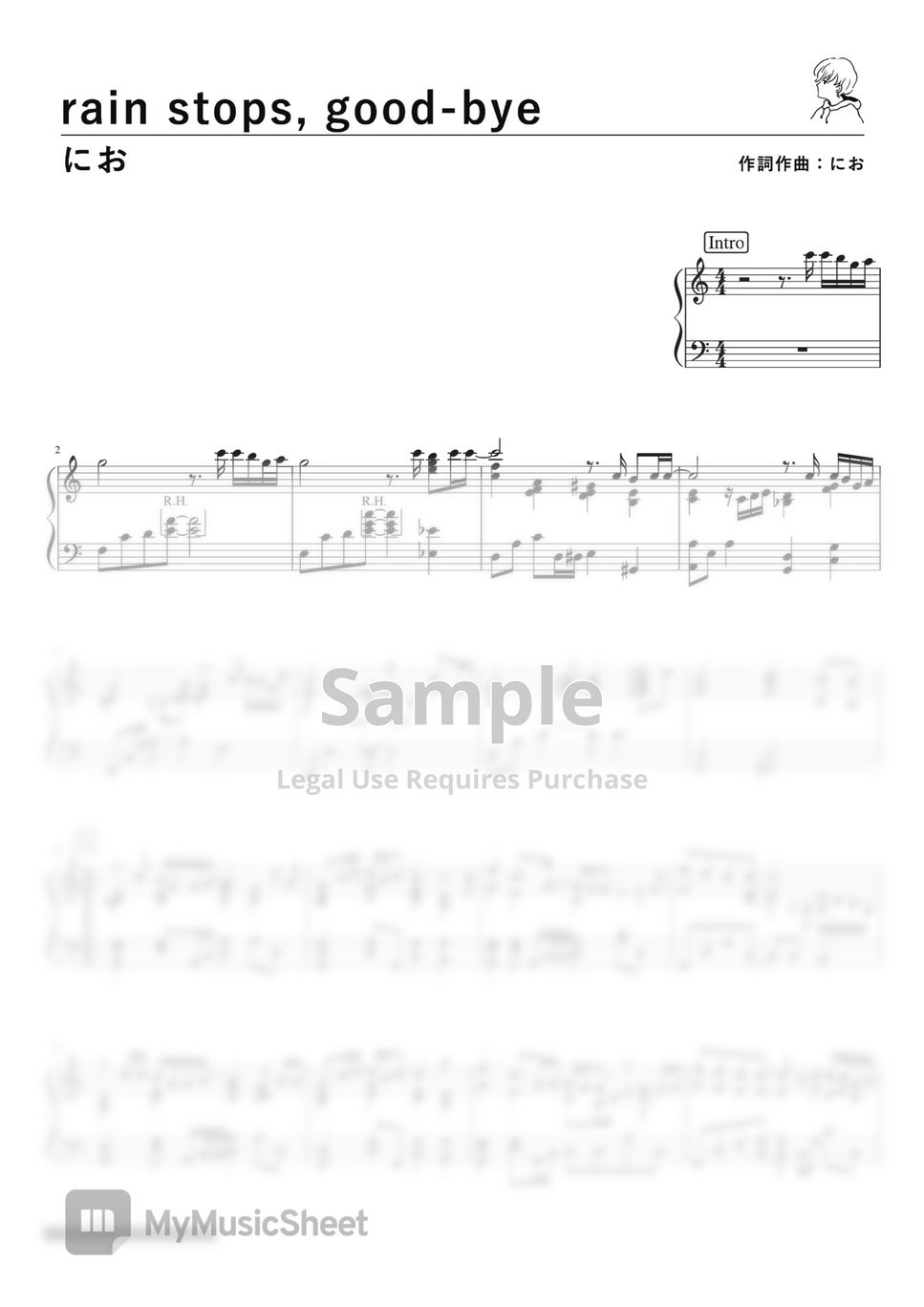 nio - rain stops, good-bye (PianoSolo) Sheet Music by Fukane