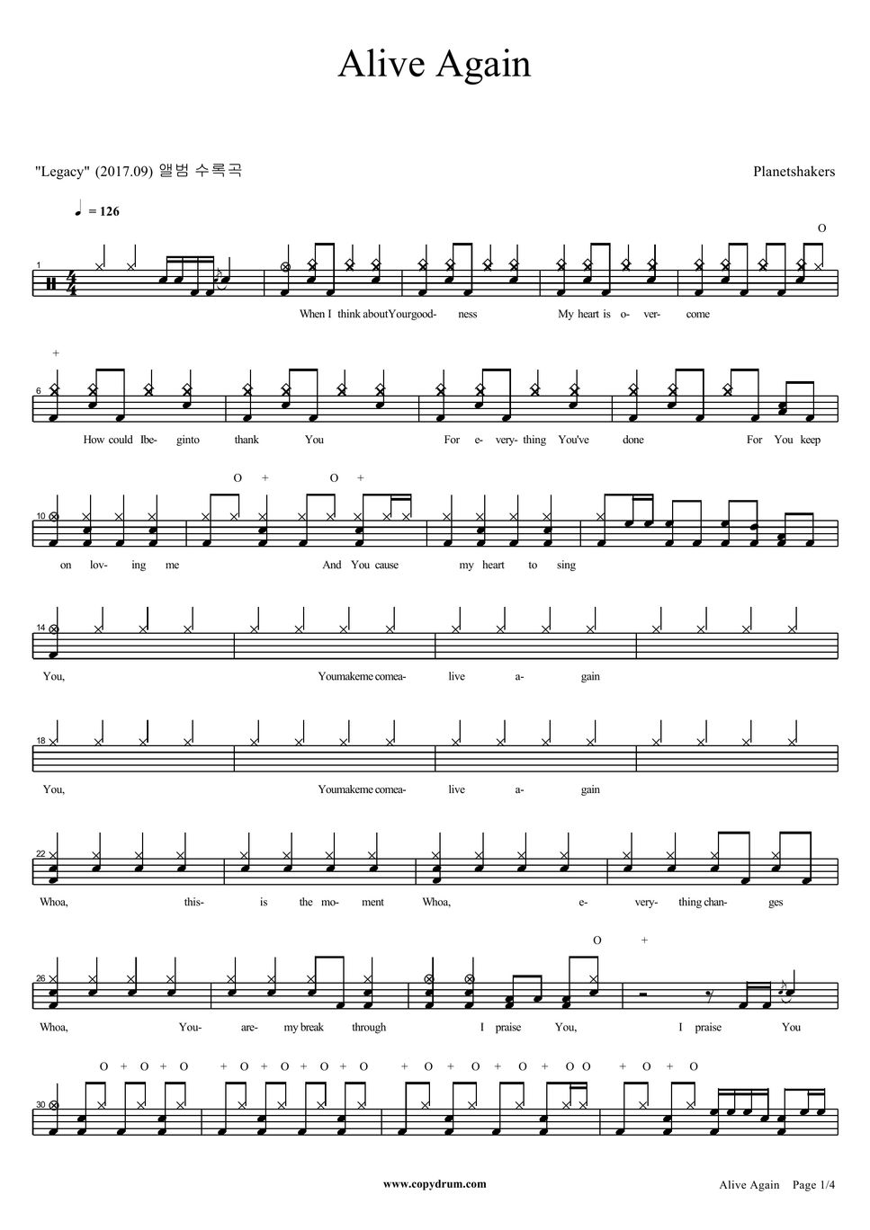 Planetshakers - Alive Again Sheet by COPYDRUM