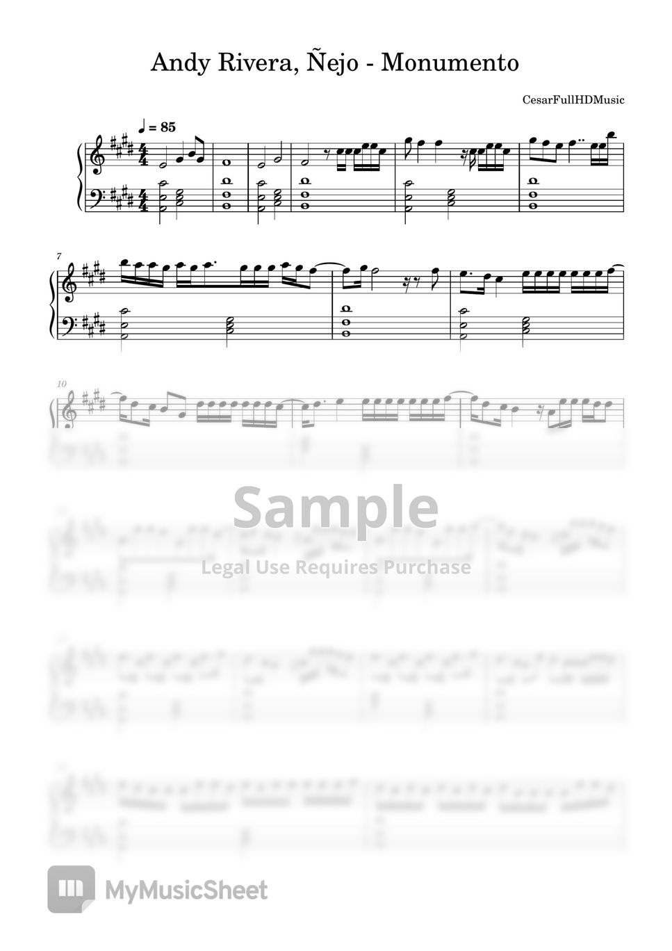 Andy Rivera & Ñejo - Monumento Sheet Music