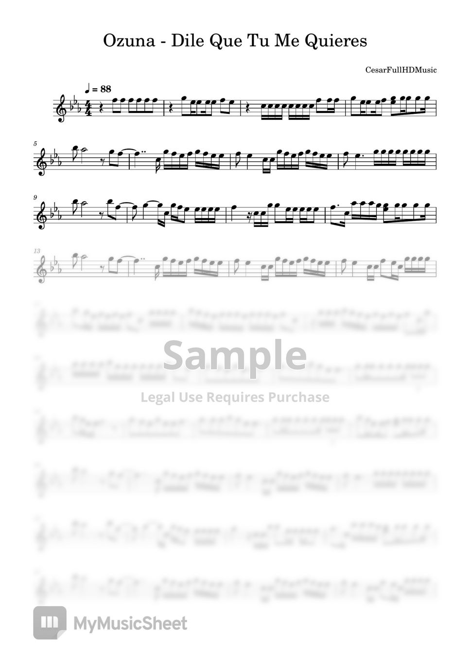 Ozuna - Dile Que Tu Me Quieres Sheet Music