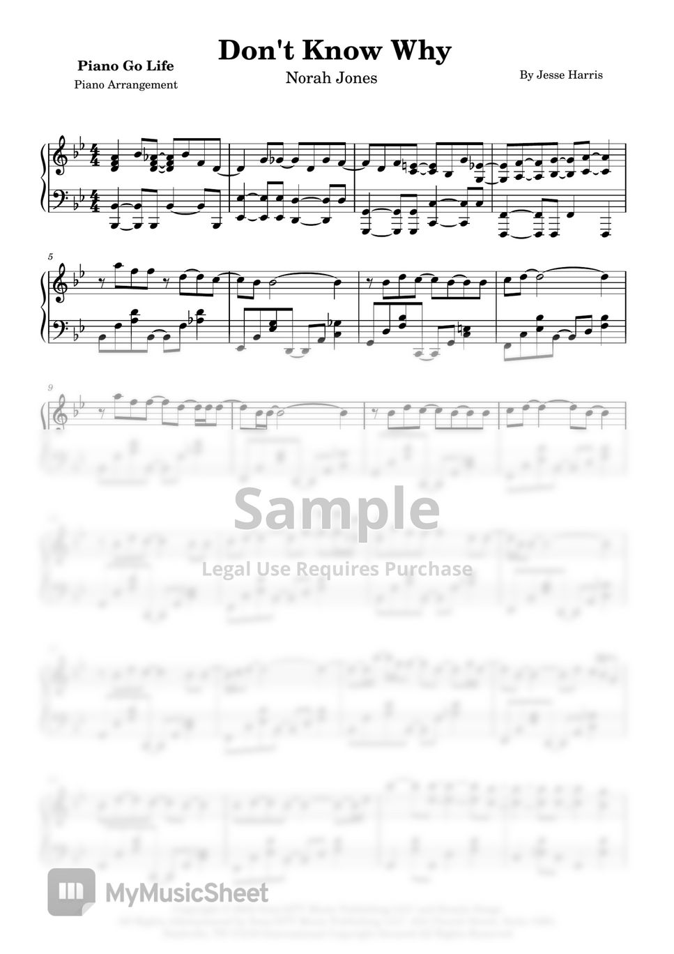 Norah Jones - Don't Know Why Sheet Music by Piano Go Life