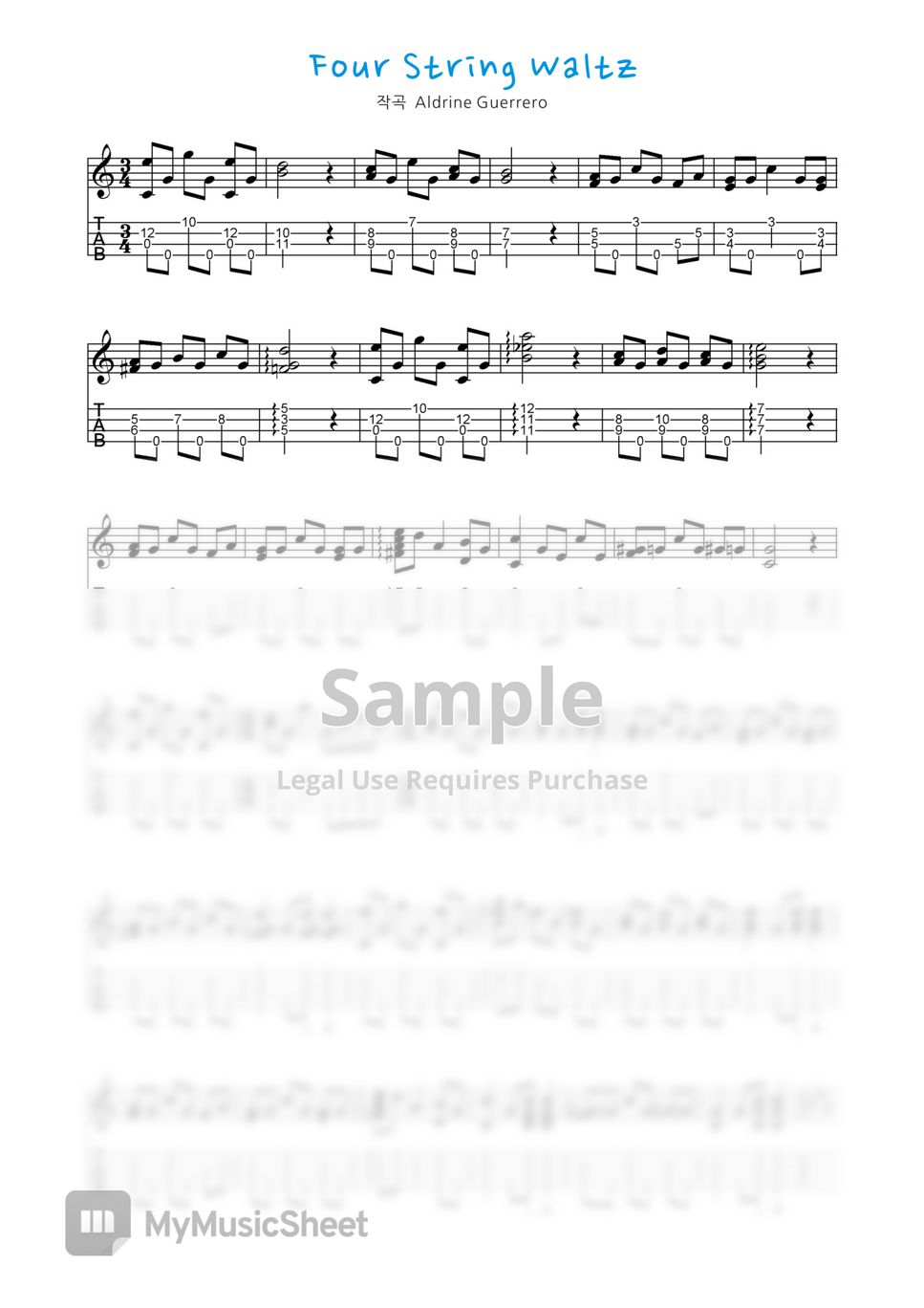 Aldrine Guerrero - Four String Waltz (연주곡) Sheets by 싱글벙글 우쿨렐레