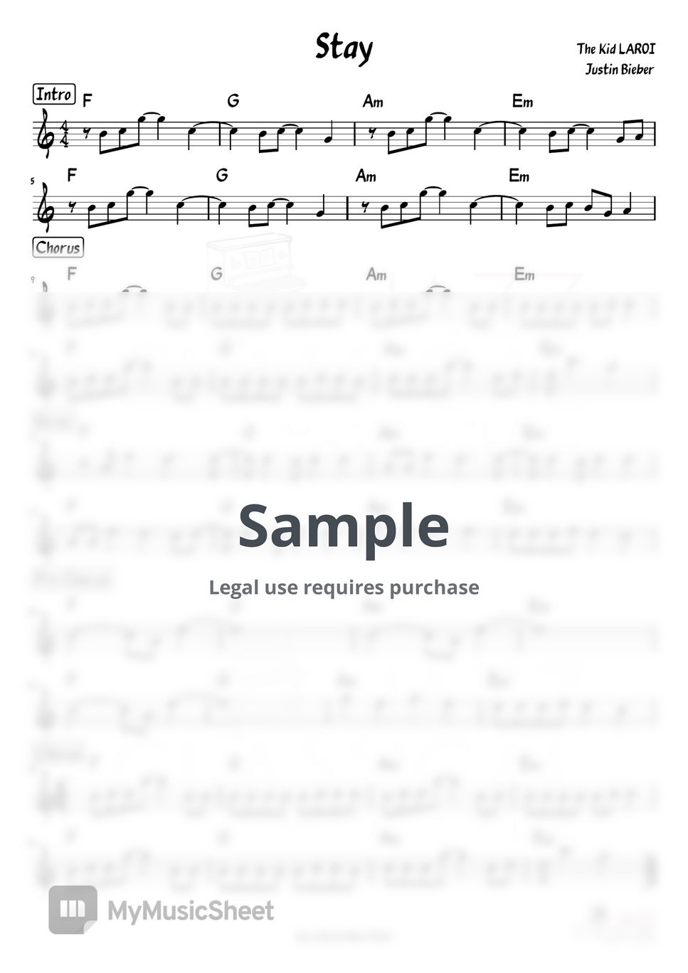 The Kid LAROI & Justin Bieber - Stay Sheets by Jazz Classical Music Studio