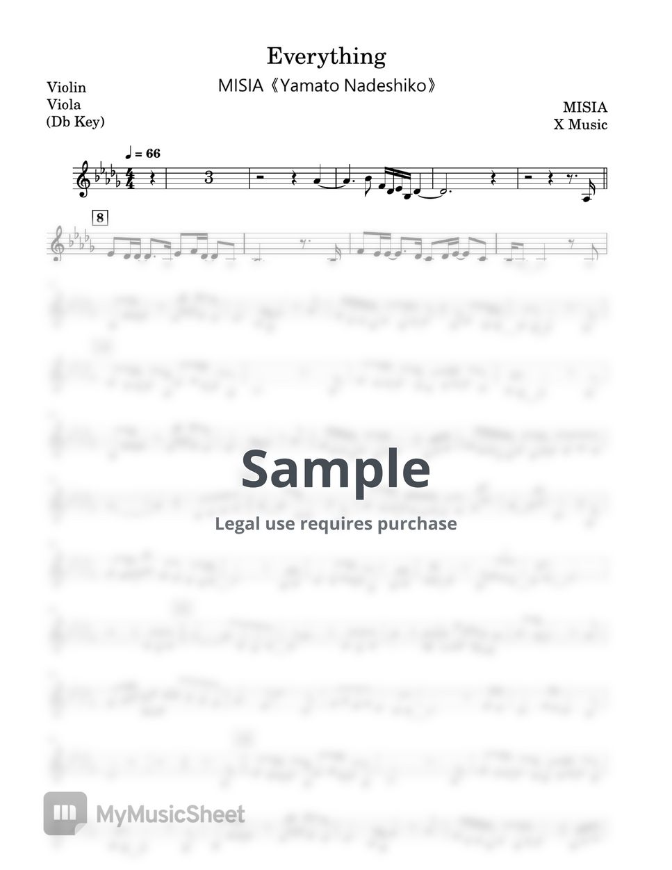 MISIA - Everything (大和拜金女/Yamato Nadeshiko/Db.G.D.A Key/附伴奏連結(With Karaoke Links)) Sheets by X Music
