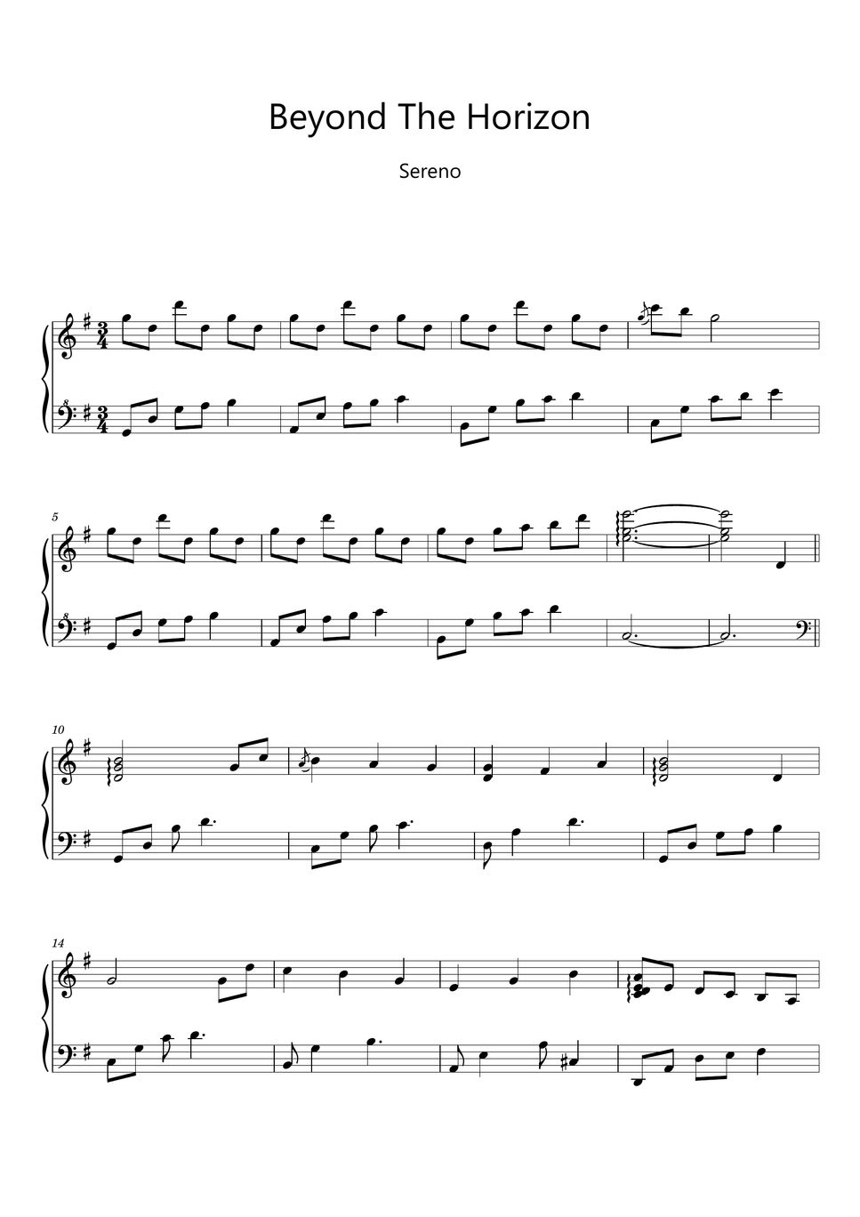 세레노 (Sereno) - Beyond The Horizon (Sheet Music, MIDI,) แผ่น by sayu