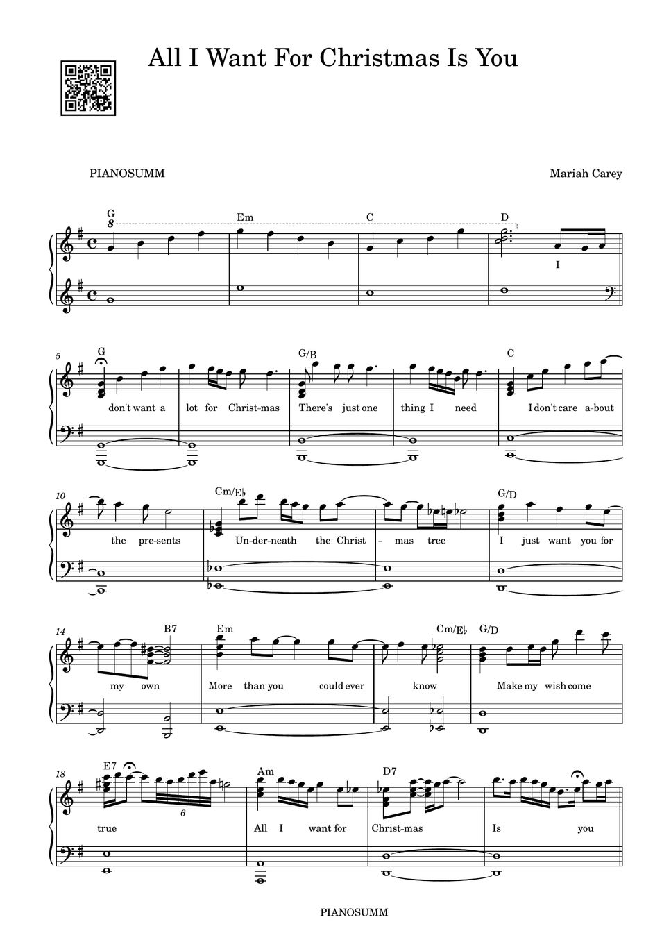 Mariah Carey - All I Want For Christmas Is You 楽譜 by PIANOSUMM
