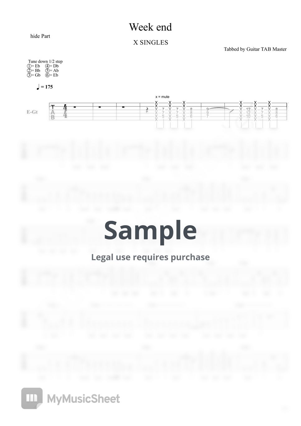 X Japan - Weekend Sheets by Guitar TAB Master